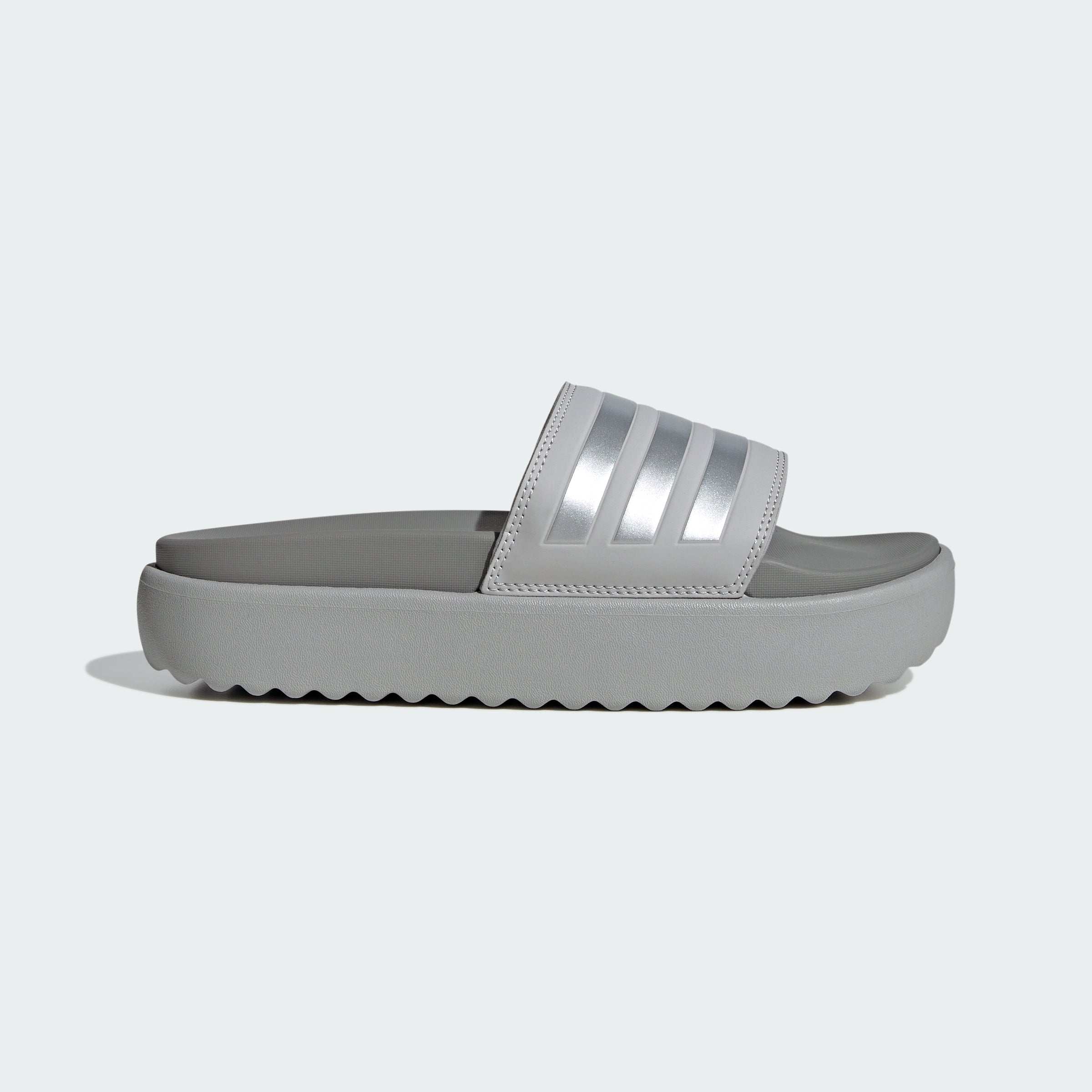 Adilette Platform Slides (Grey Two/Silver Metallic/Charcoal Solid Grey ...